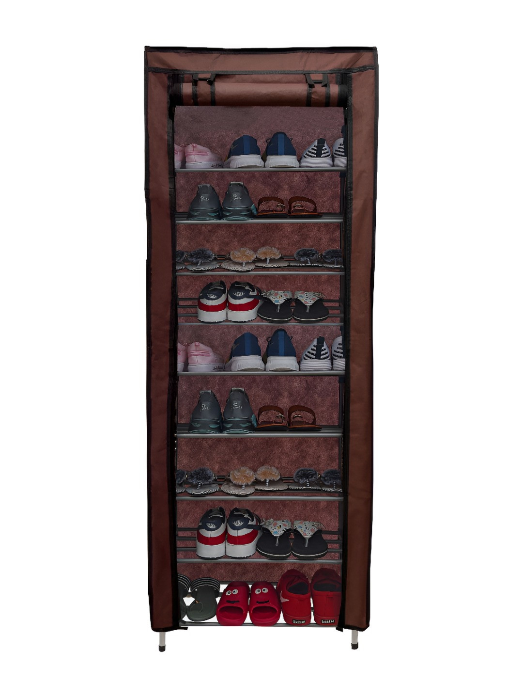 Buy Urban Choice Brown Metal 9 Tier Rectangle Shoe Rack - Shoe Rack for ...