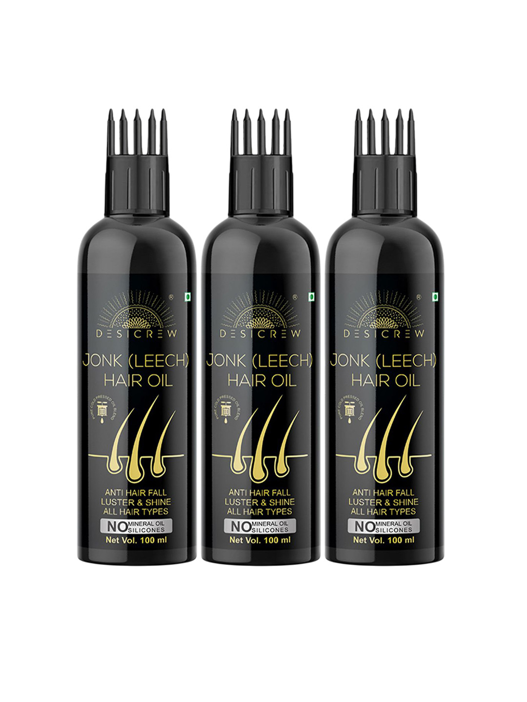 Buy Desi Crew Set Of 3 100% Pure & Natural Jonk(Leech) Hair Oil 100 Ml ...