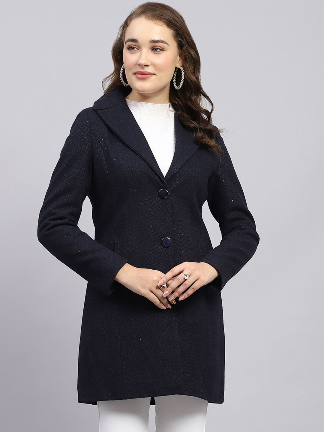 Buy Monte Carlo Women Spread Collar Full Sleeves Overcoat - Coats for ...