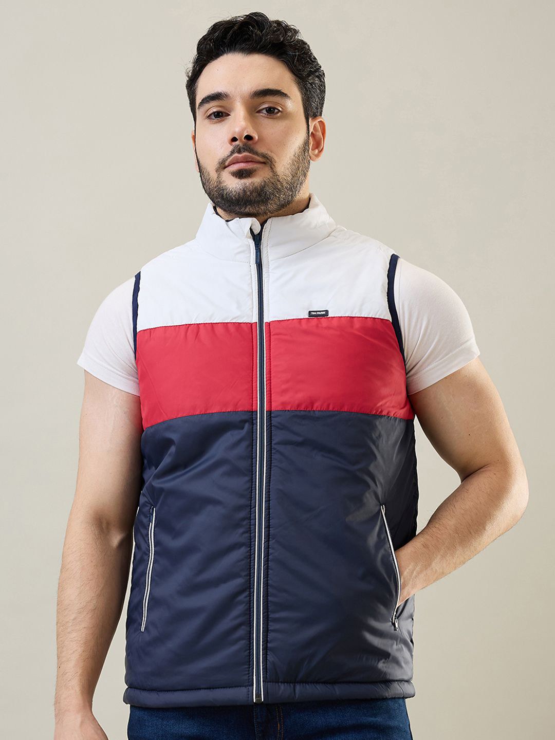 Buy TIM PARIS Men Colourblocked Gilet Jacket - Jackets for Men 31981473 ...