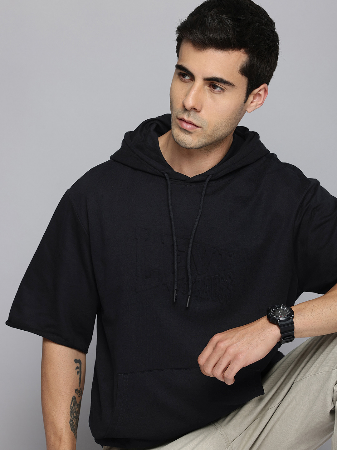 Buy Levis Embossed Effect Hooded Sweatshirt - Sweatshirts for Men ...