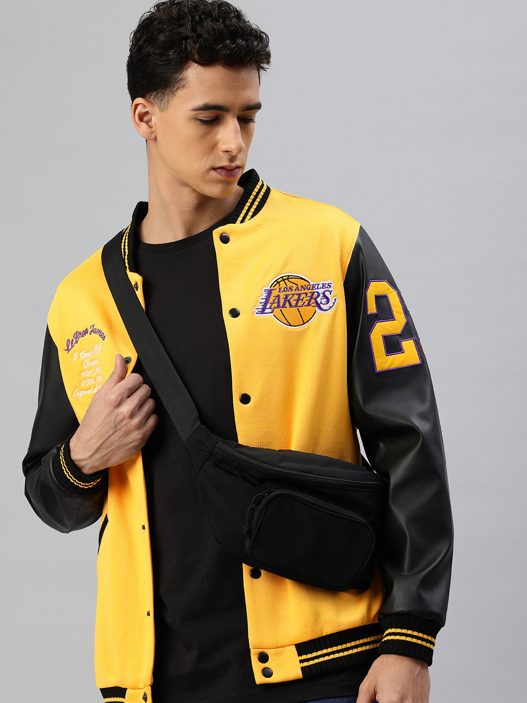 Buy NBA Colourblocked LeBron James Los Angeles Lakers Varsity Jacket ...
