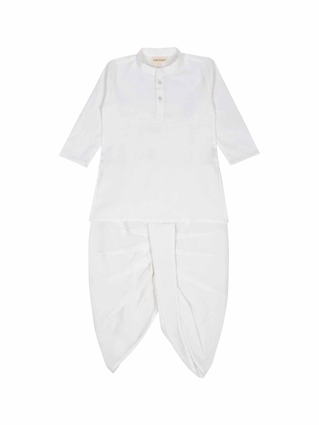 Buy LITTLE GINNIE Boys Mandarin Collar Pure Cotton Kurta With Dhoti ...