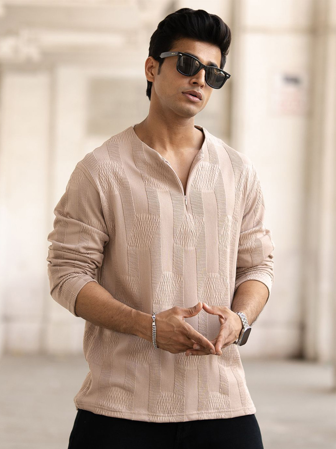 Buy Powerlook Men Self Design V Neck T Shirt - Tshirts for Men 31999243 ...