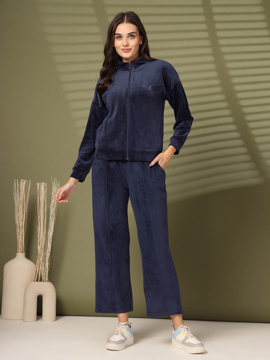 Buy Juelle Women Mock Collar Jacket With Track Pant - Tracksuits for ...