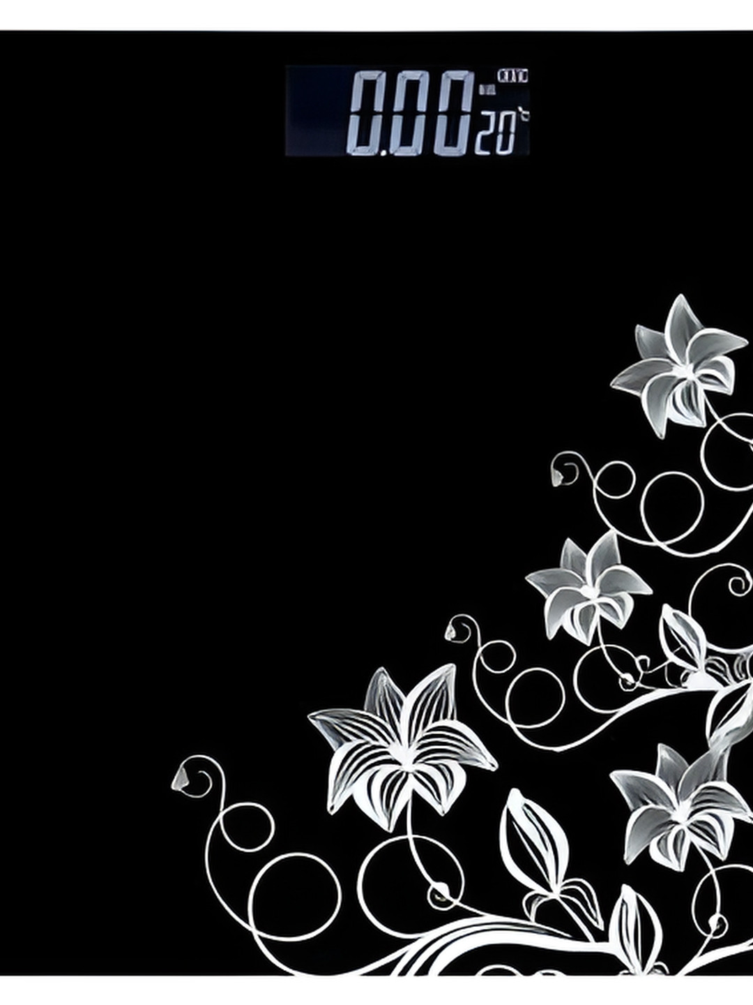 Buy BELENZO Black & White Summent Flower Printed Glass Body Weighing ...
