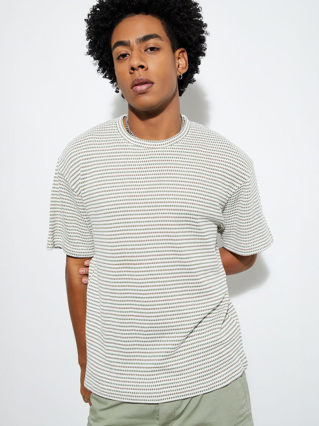 Buy MAX URB_N Men Jacquard Oversized T Shirt - Tshirts for Men 32001025 ...
