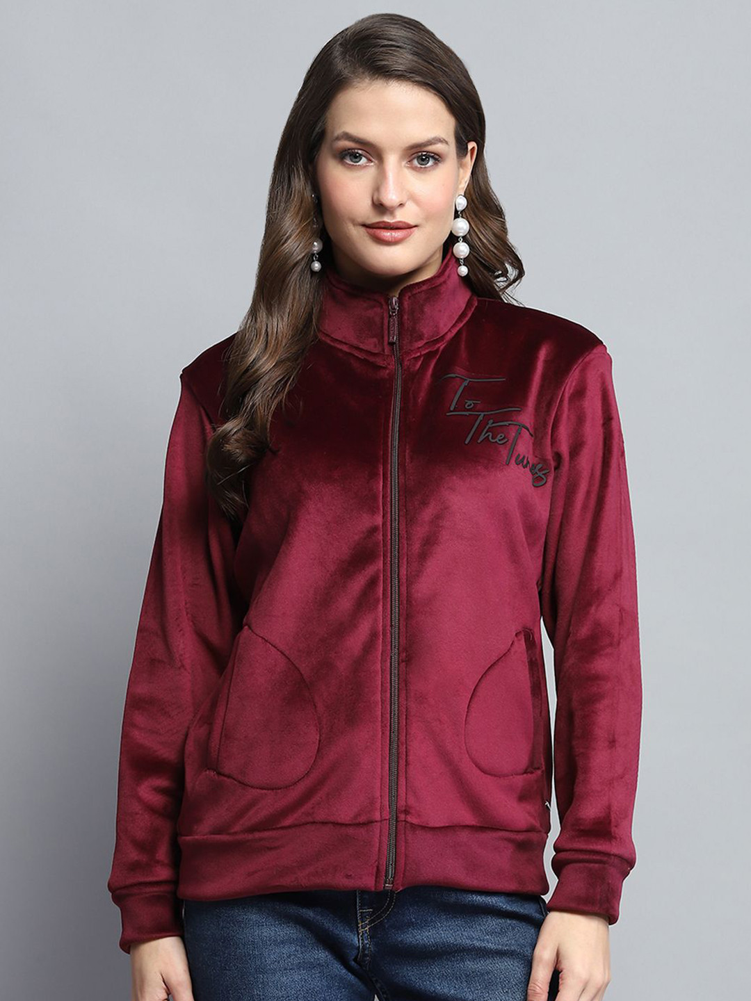 Buy Monte Carlo Women High Neck Front Open Sweatshirt - Sweatshirts for ...
