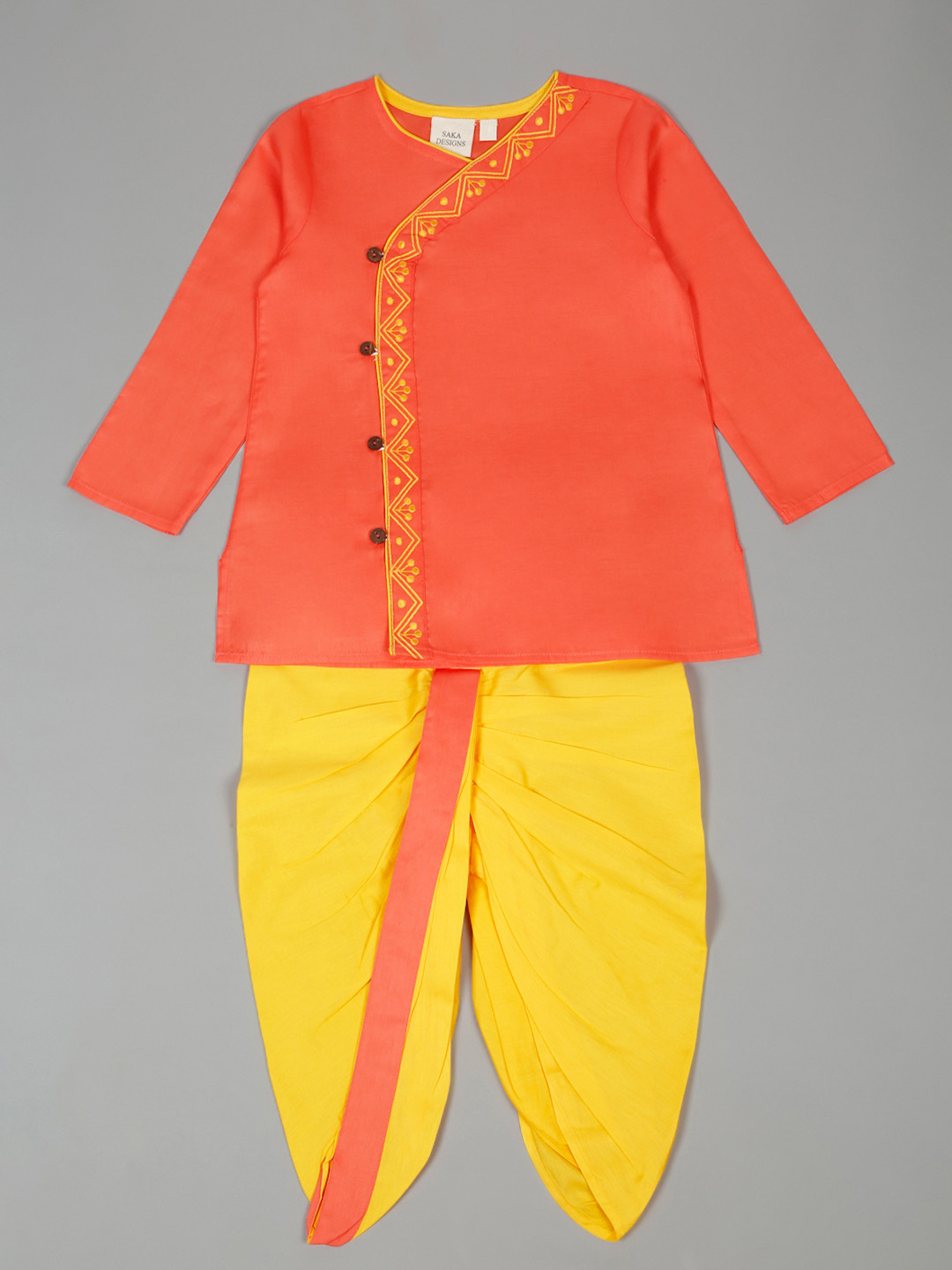 Buy SAKA DESIGNS Boys Pure Cotton Angrakha Kurta With Dhoti Pants - Kurta Sets for Boys 32008158 ...