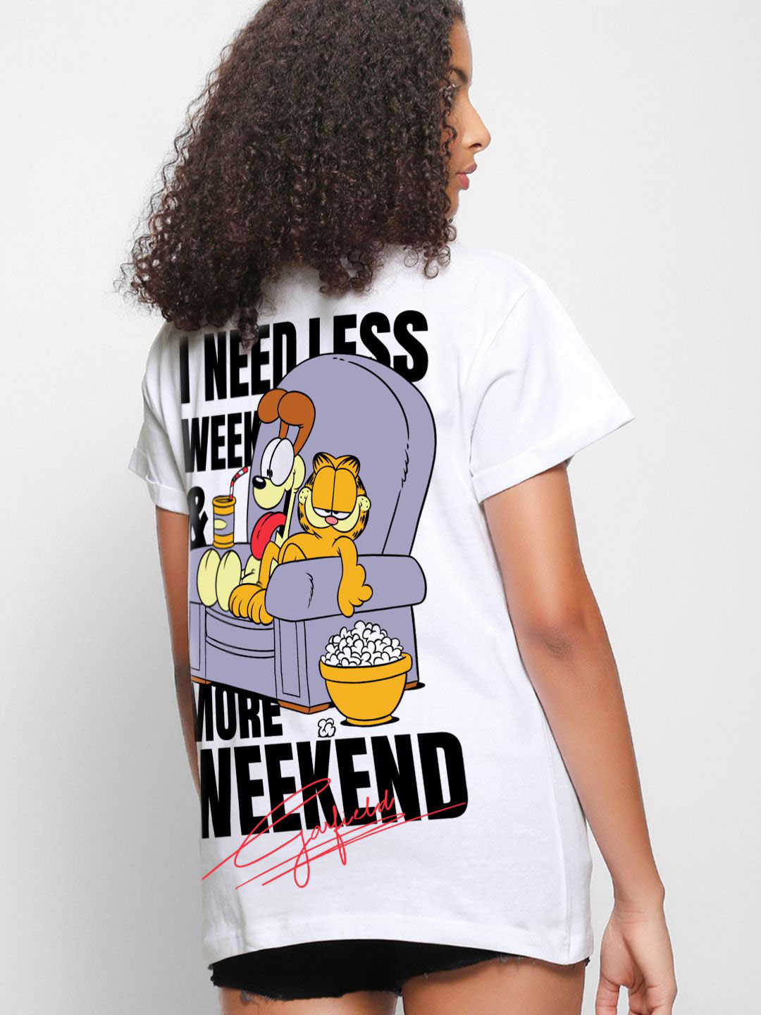 Buy Bewakoof Women Garfield Comic Printed Relaxed Fit T Shirt - Tshirts ...