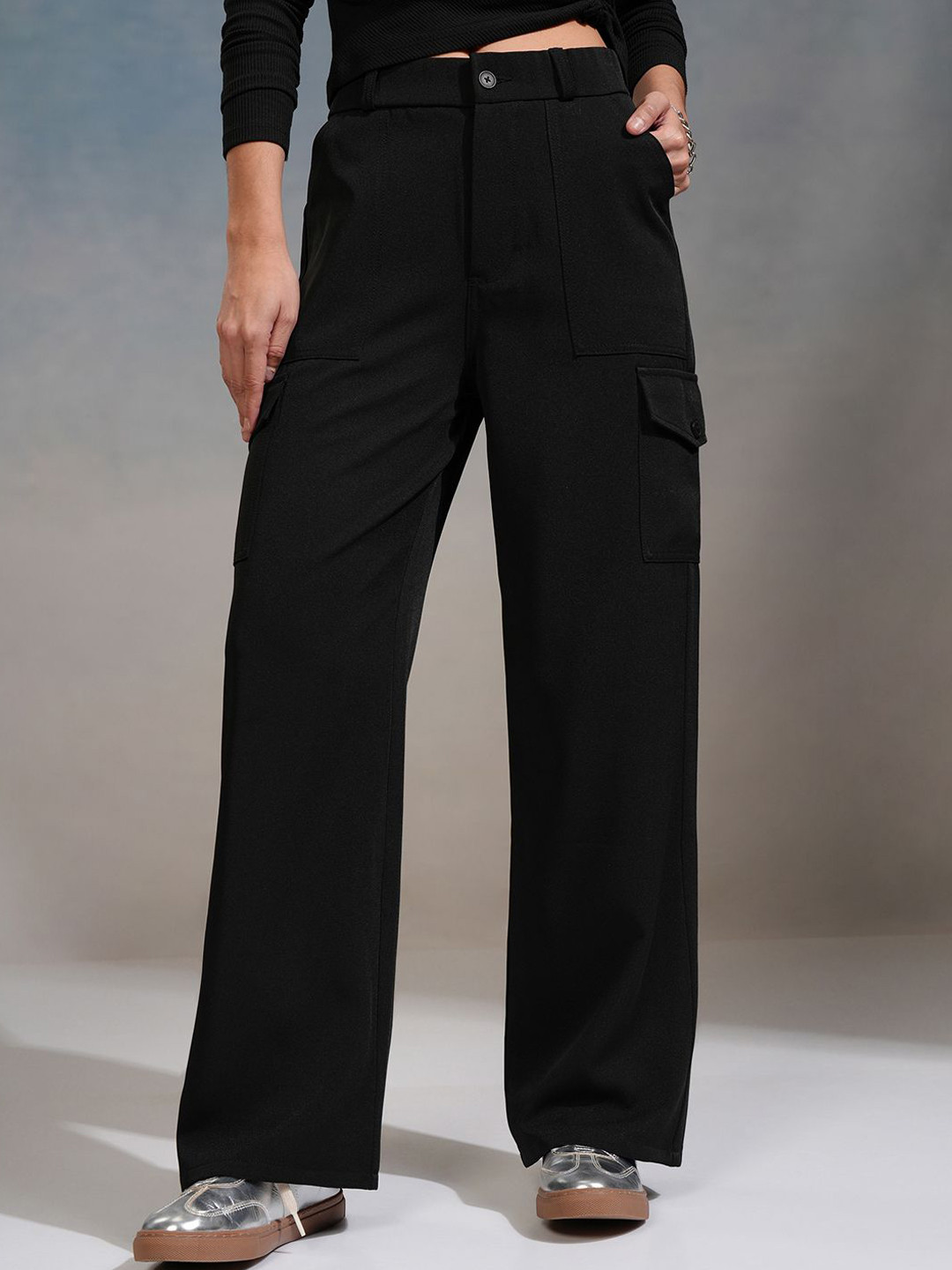 Buy Street By Tokyo Talkies Women Straight Fit High Rise Cargos ...