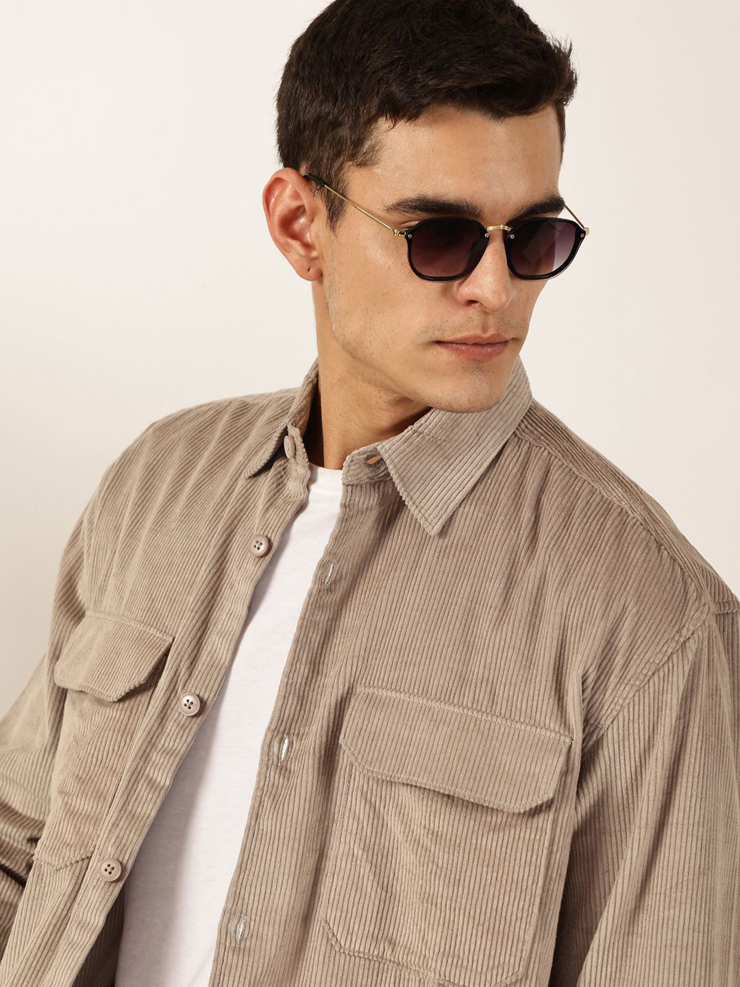 Buy Mast & Harbour Men Solid Cotton Premium Fit Casual Shacket ...