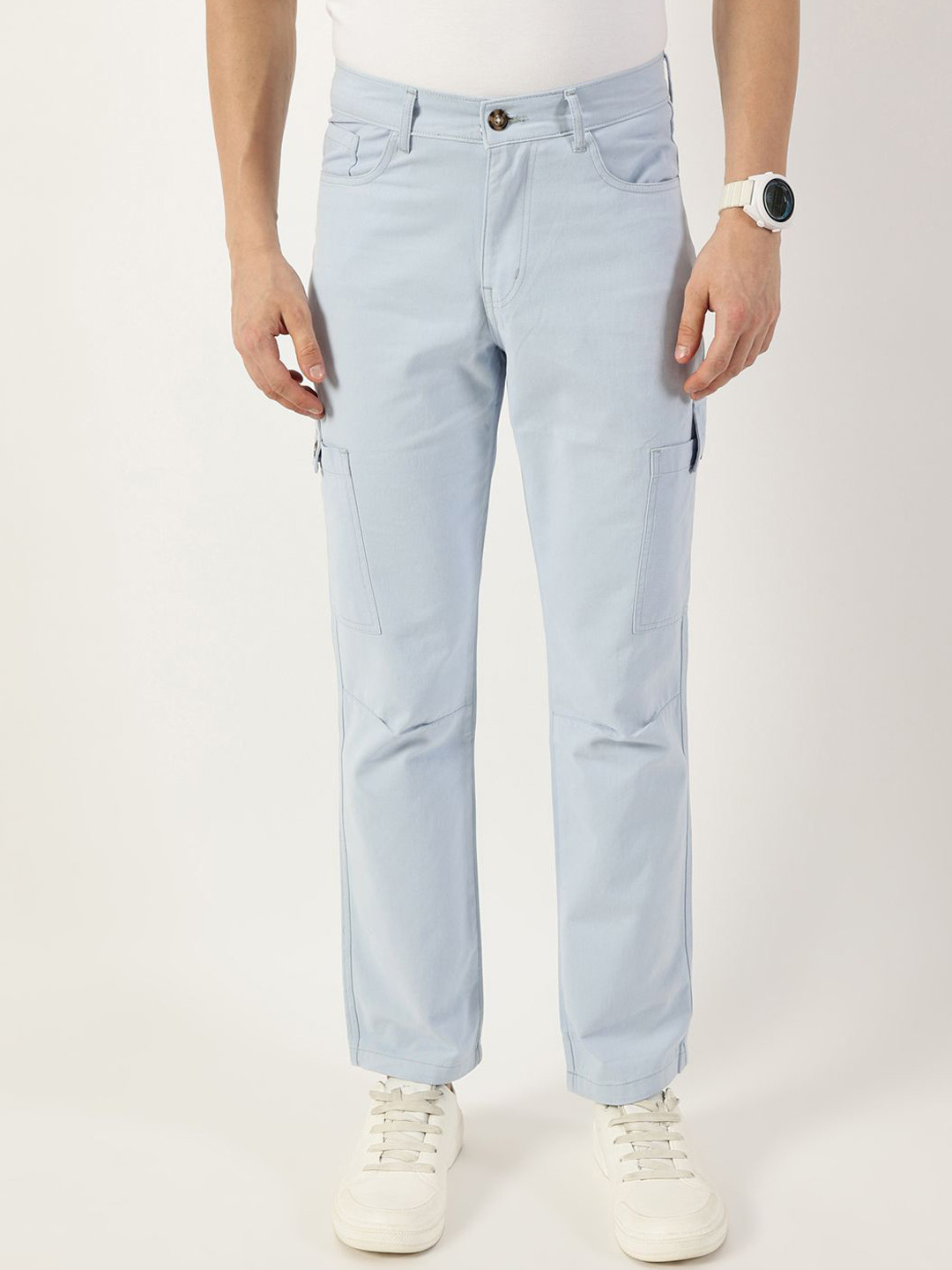 Buy Thomas Scott Men Smart Slim Fit Easy Wash Cargos Trousers ...
