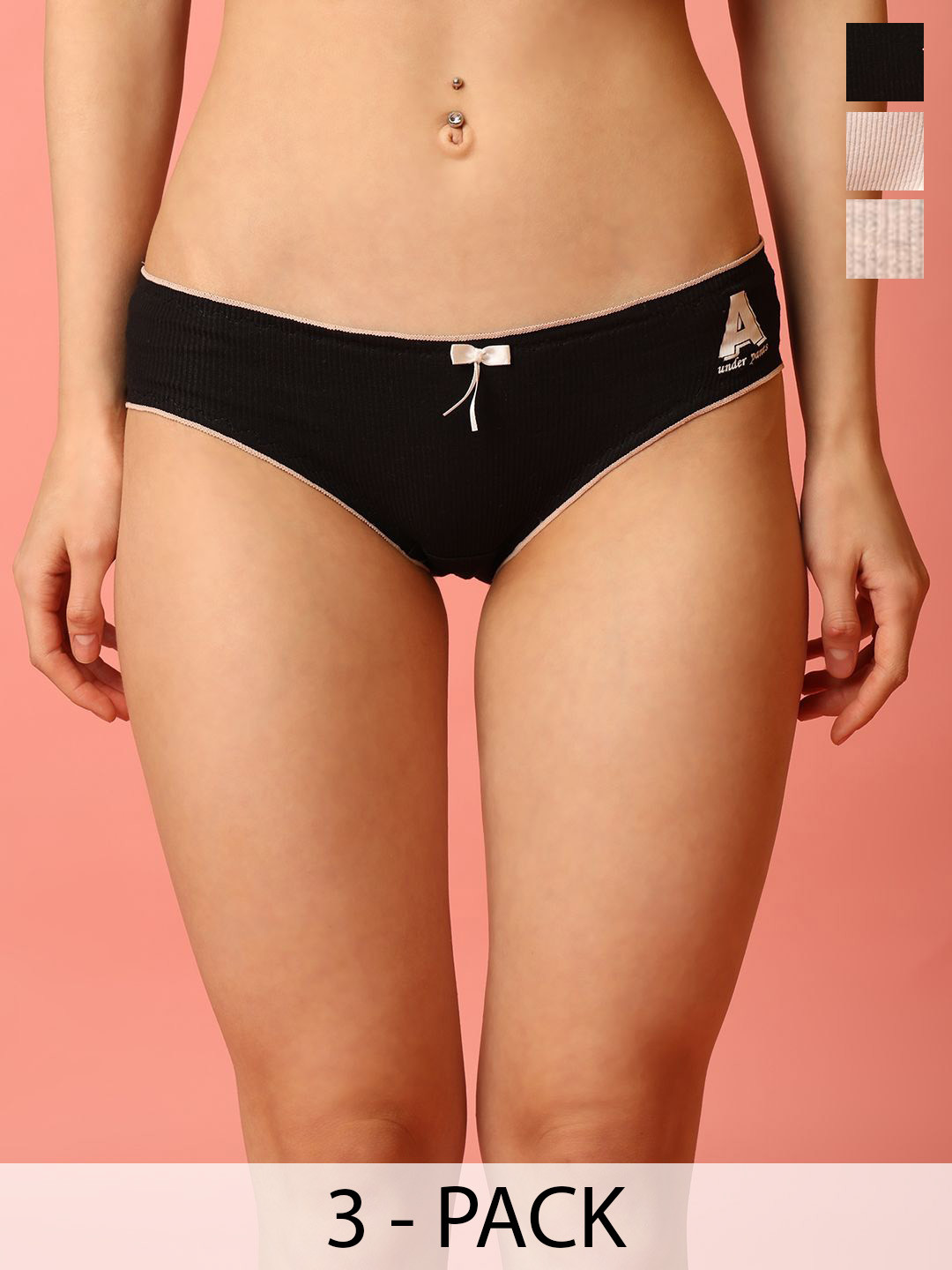 Buy Wincly Fashion Pack Of 3 Printed Low Rise Hipster BriefsABC/MC/PO3/M - Briefs for Women ...