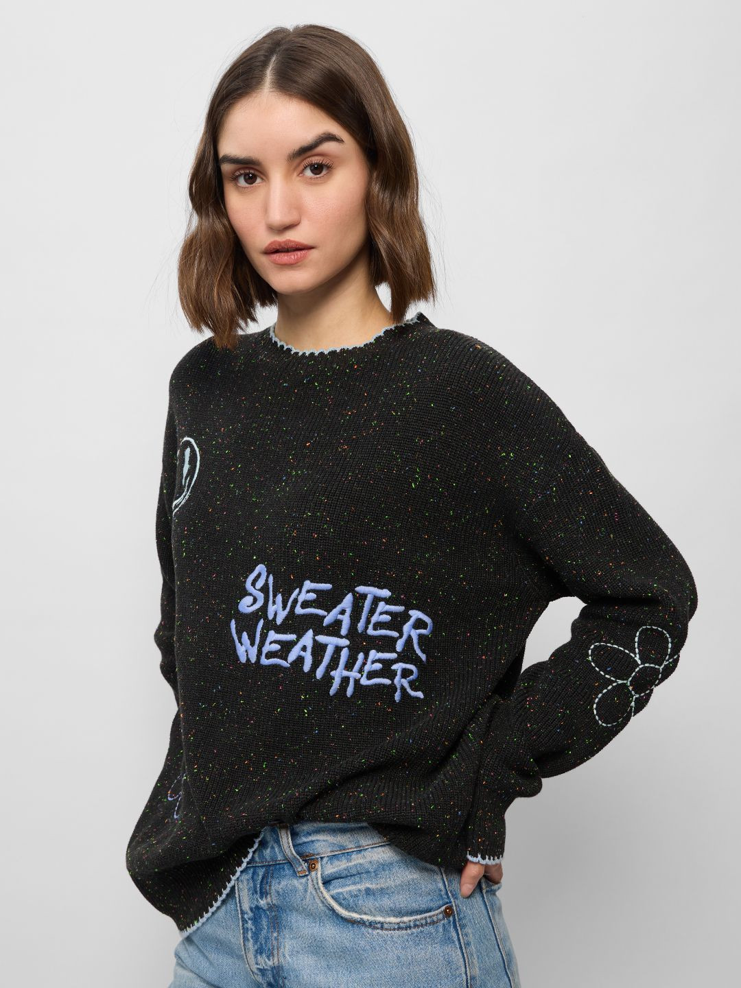Buy The Souled Store Women Typography Pullover With Embroidered Detail ...