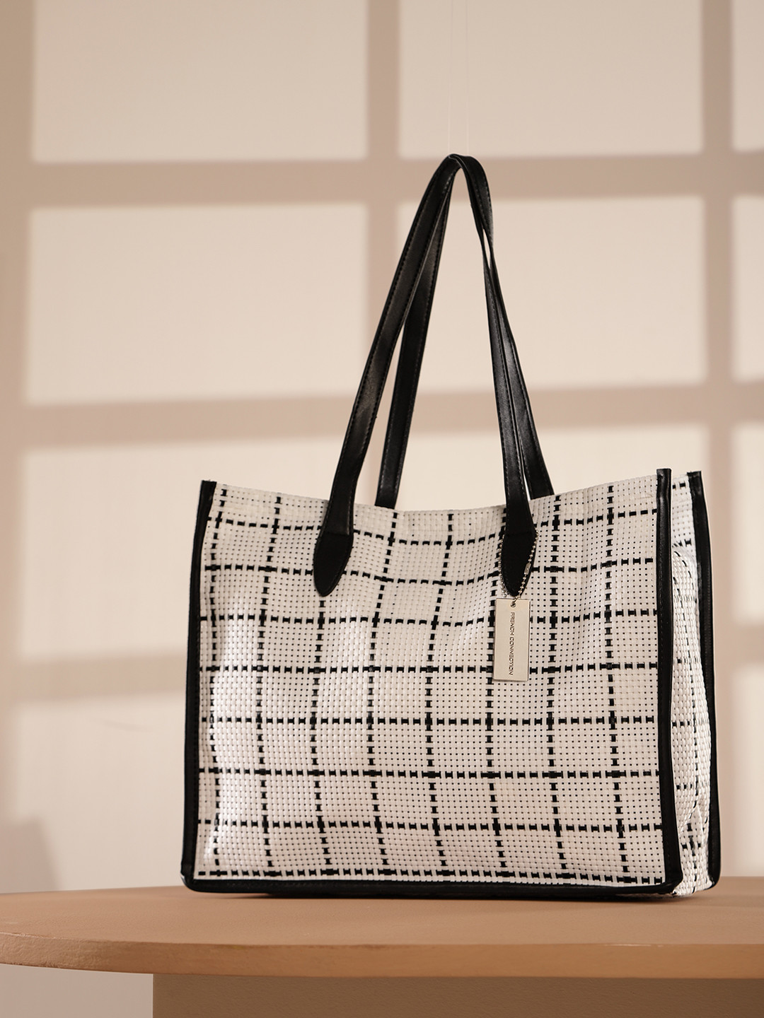 Buy French Connection Checked Structured Shoulder Bag - Handbags for ...