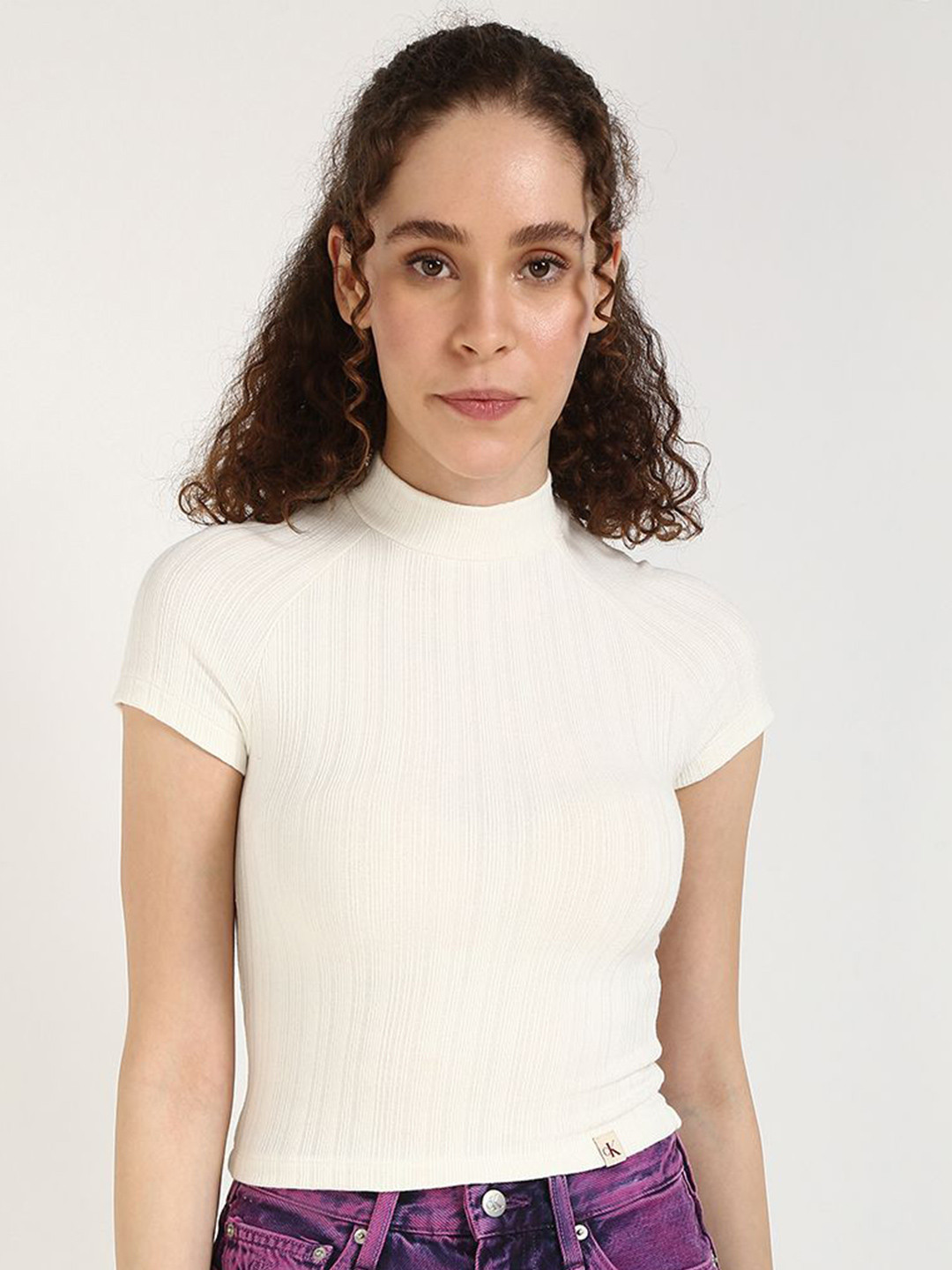 Buy Calvin Klein Jeans Women High Neck Crop Top - Tops for Women ...