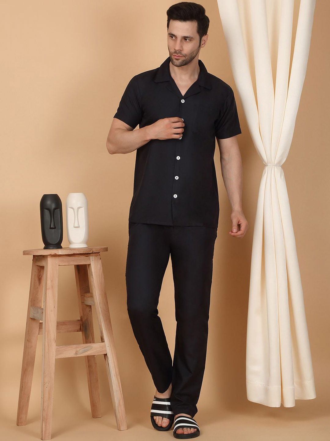 Buy Sweet Dreams Men Lapel Collar Night Suit - Night Suits for Men ...