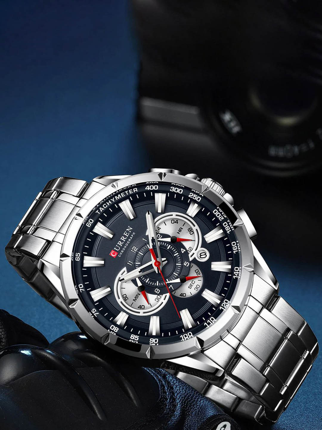 Buy Curren Men Brass Dial & Stainless Steel Wrap Around Straps Watch CR ...