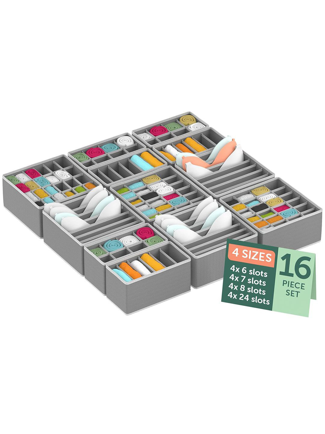 Buy Kuber Industries Grey Set Of 16 Undergarment Reusable Storage ...