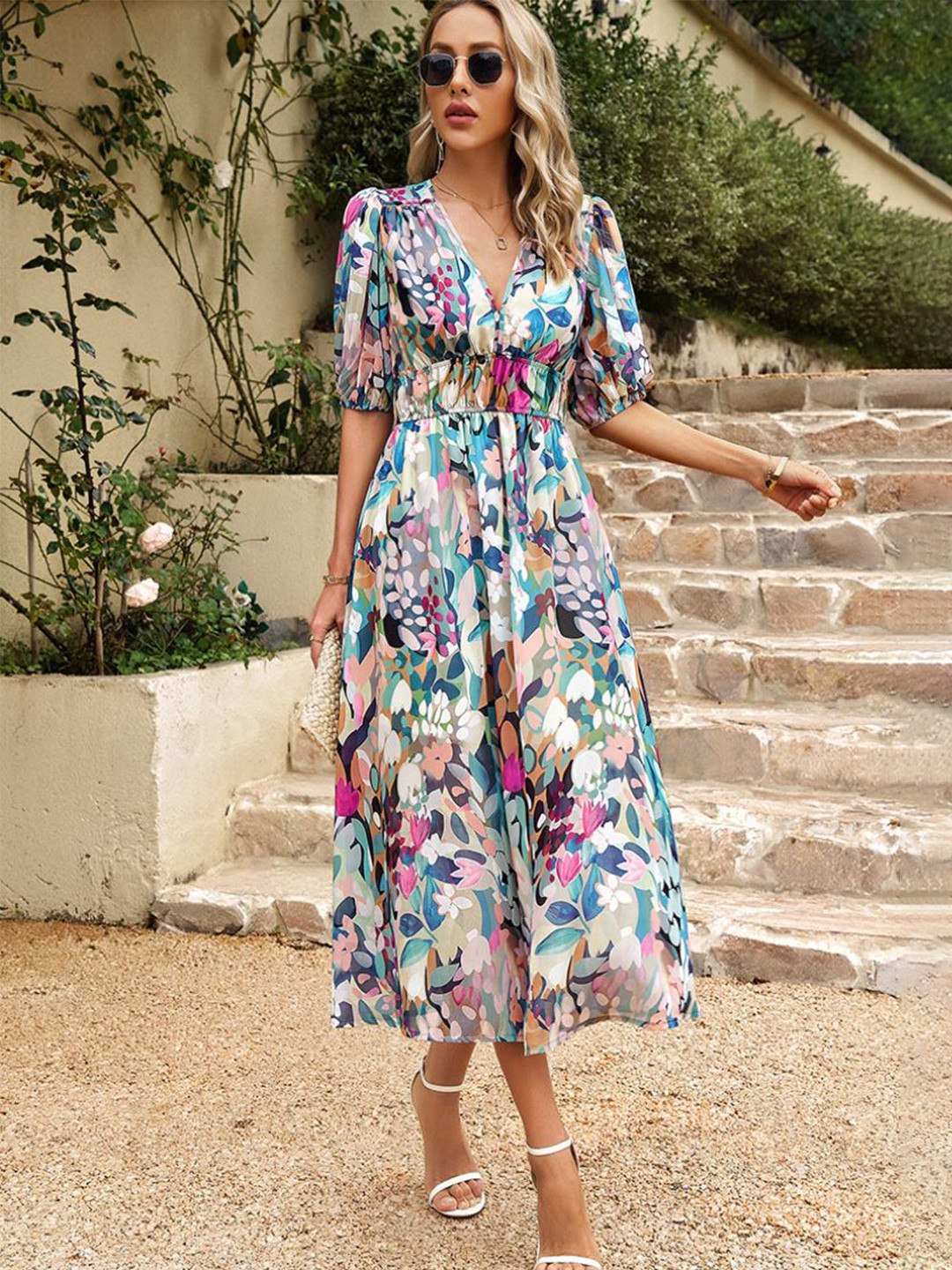 Buy StyleCast Women Floral Fit And Flare Midi Dress - Dresses for Women 32040803 | Myntra