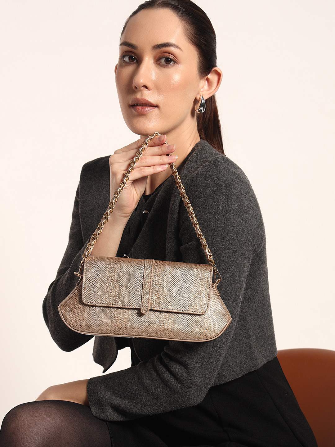 Buy THE GUSTO Women Textured Structured Leather Handheld Bag - Handbags ...