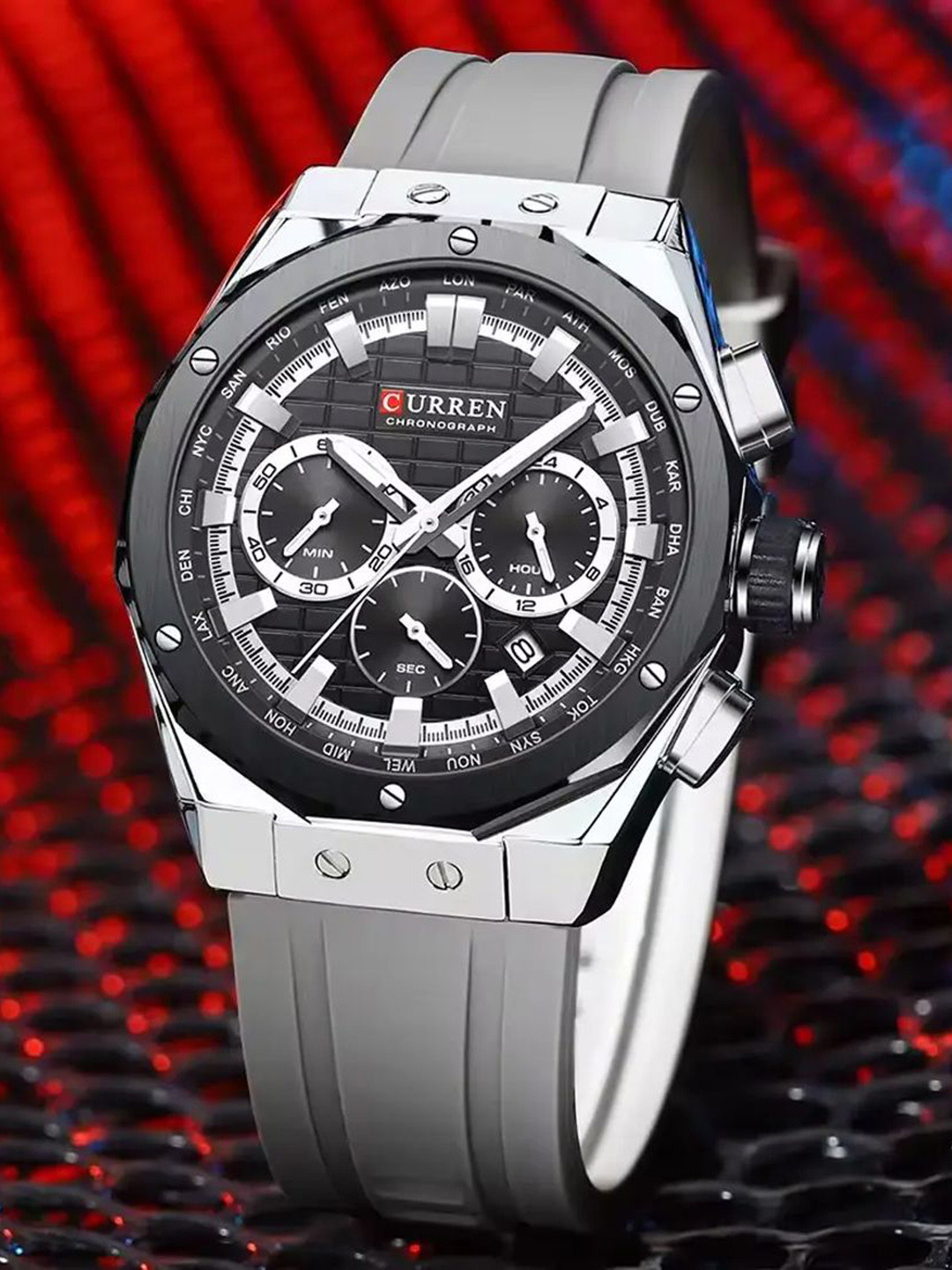 Buy Curren Men Round Embellished Dial & Wrap Around Straps Analogue ...