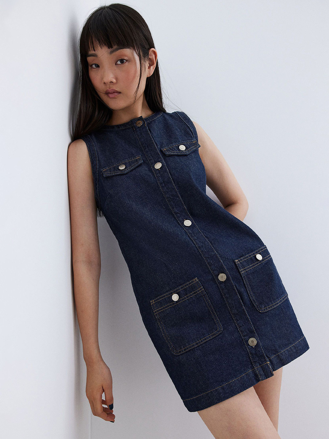 Buy H&M Button Front Denim Dress - Dresses for Women 32046876 | Myntra