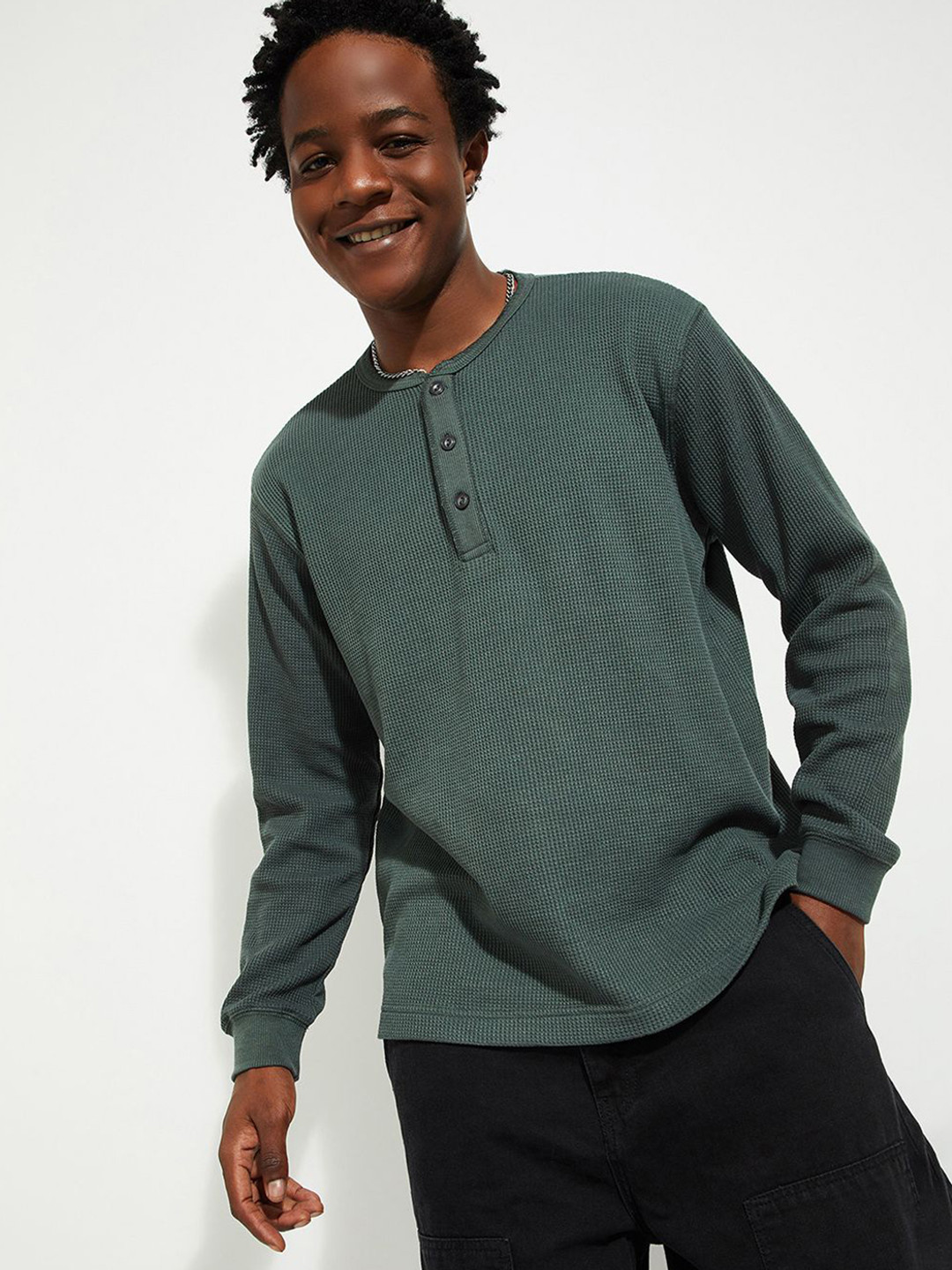 Buy MAX URB_N Men Textured Henley Neck T Shirt - Tshirts for Men ...