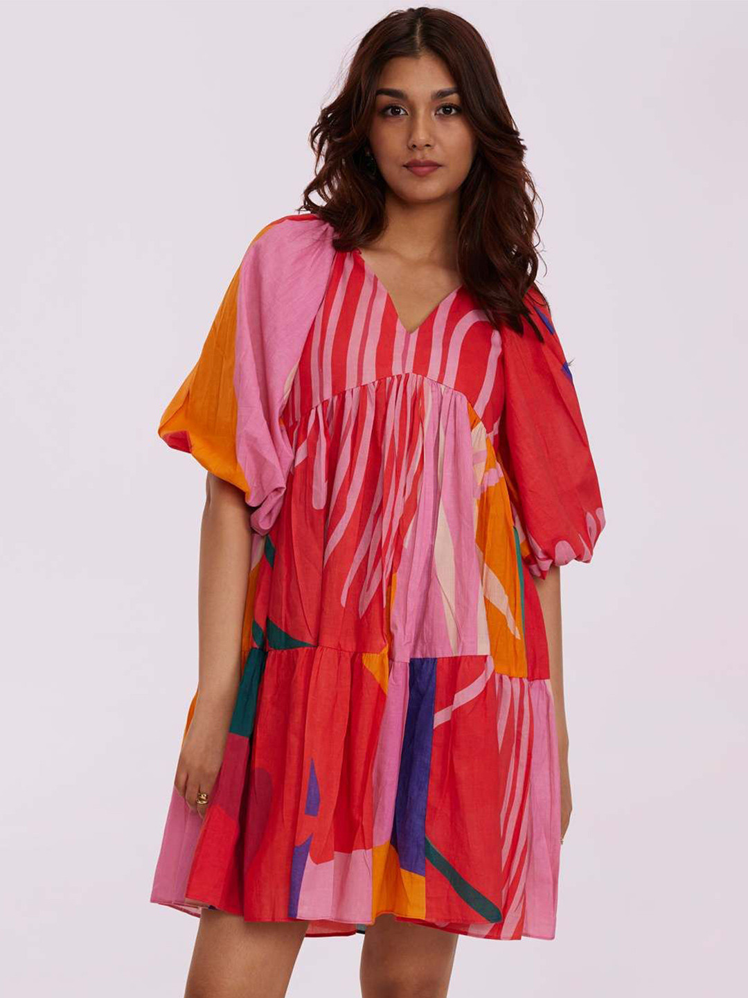 Buy POPPI Women Splash Printed Tiered Dress - Dresses for Women ...