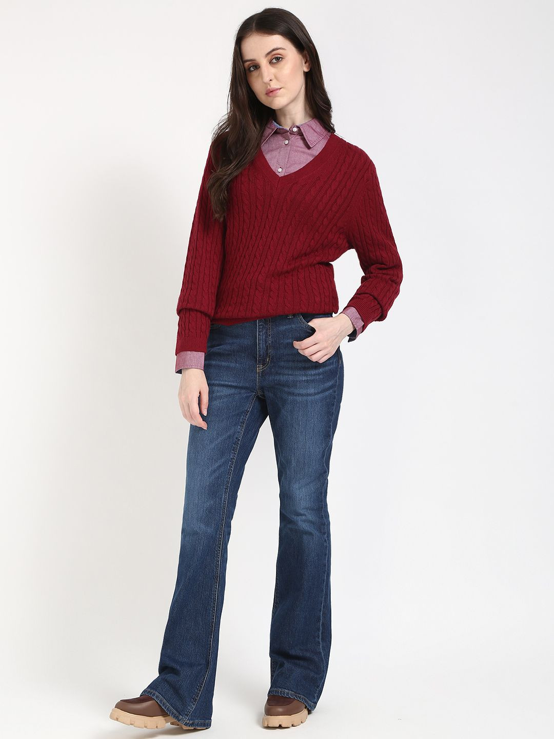 Buy Tommy Hilfiger Women Cotton Cable Knit Pullover - Sweaters for ...