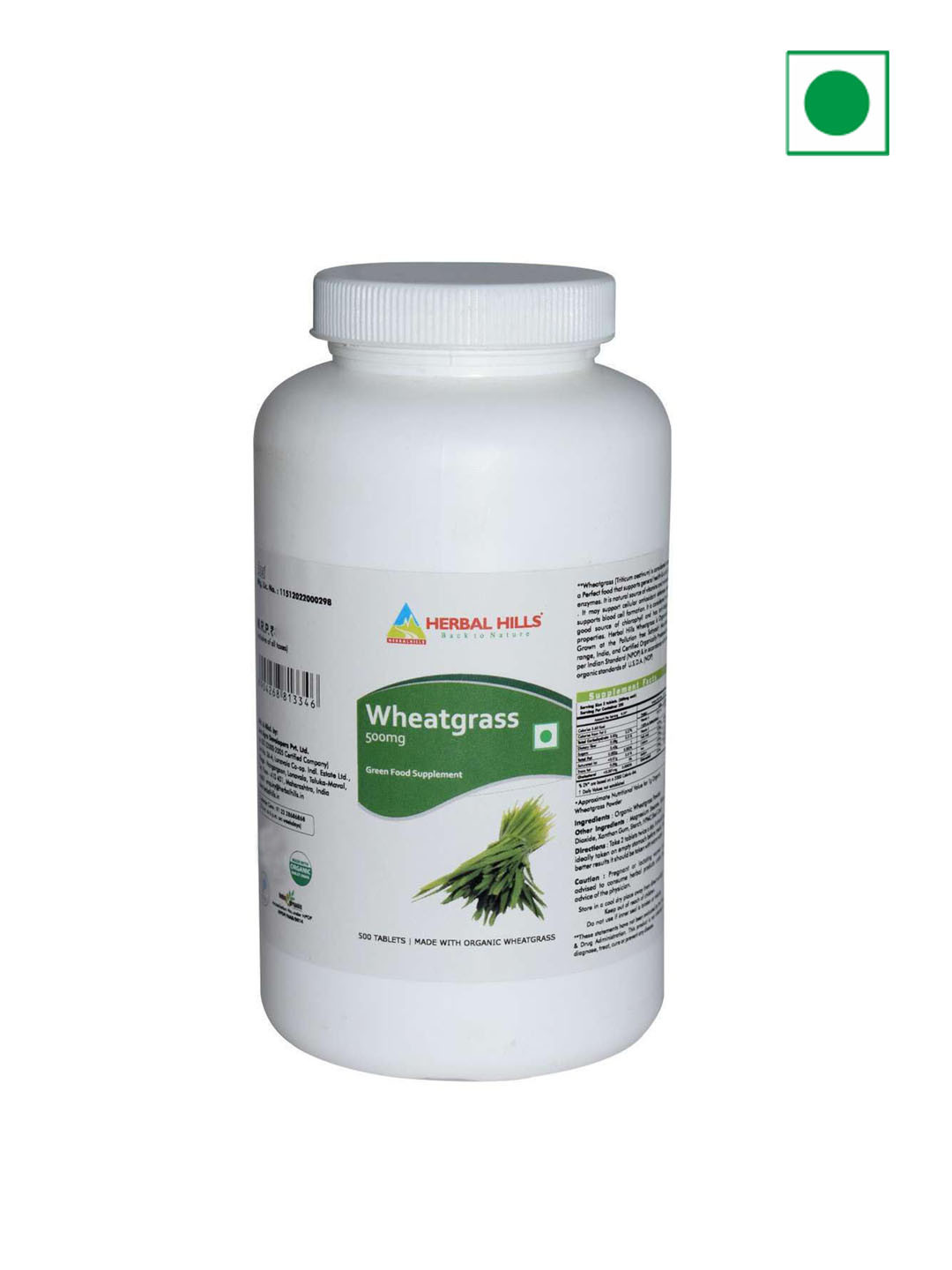 Buy Herbal Hills Wheatgrass Tablets (500 Count Pack Of 1) - Herbal ...