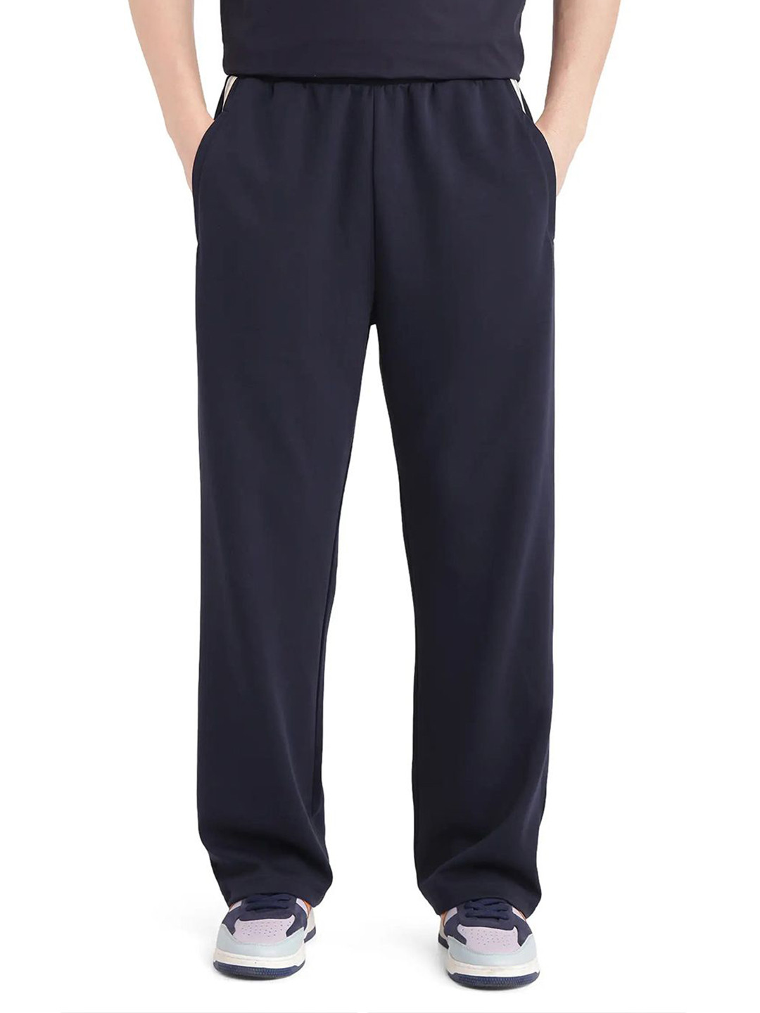 Buy RARE RABBIT Men Oblic Primary Navy Mid Rise Cotton Track Pant ...