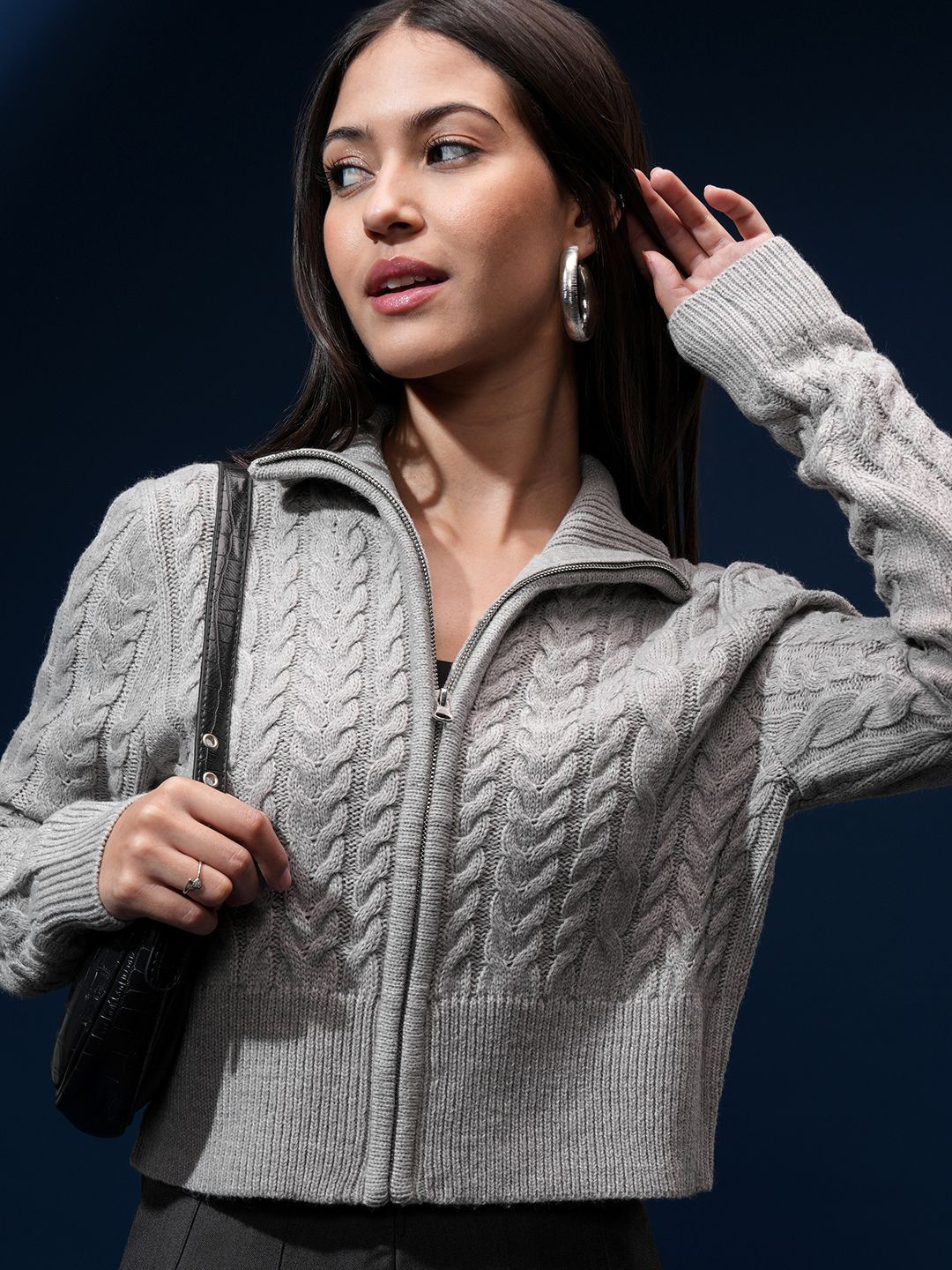 Buy Tokyo Talkies Women Cable Knit Self Design Sweater - Sweaters for ...