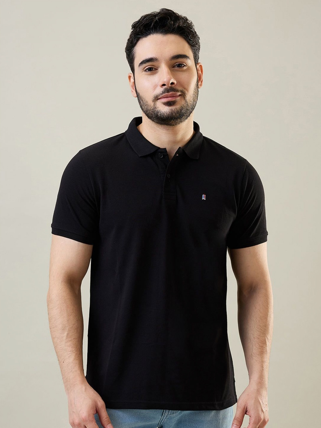 Buy TIM PARIS Men Solid Polo Collar Cotton T Shirt - Tshirts for Men ...