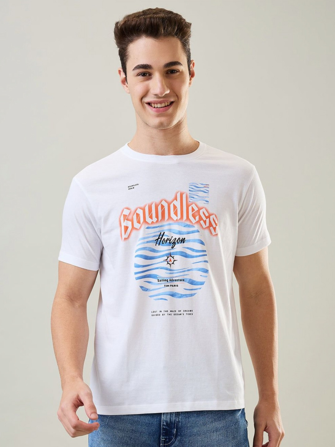 Buy TIM PARIS Men Graphic Printed Round Neck Cotton T Shirt - Tshirts ...