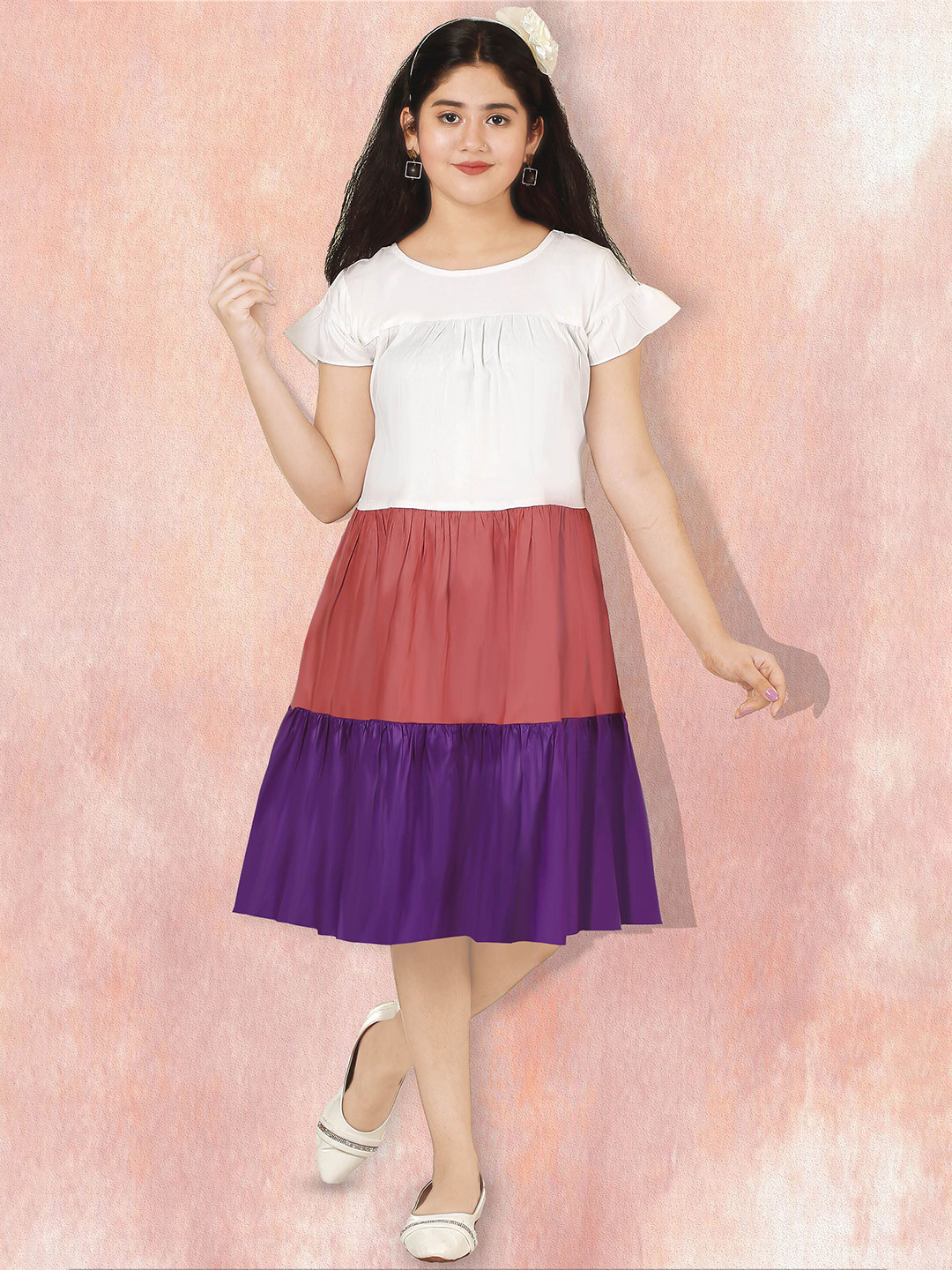 Buy KAARIGARI Girls Colourblocked Fit & Flare Dress - Dresses for Girls ...