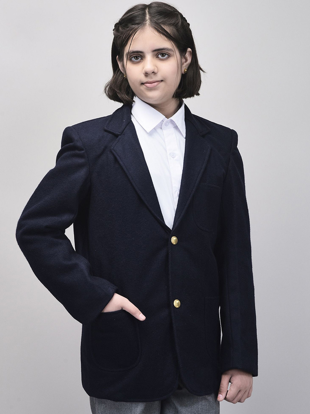 Buy Noty Kids Single Breasted Button Closure School Winter Woollen ...