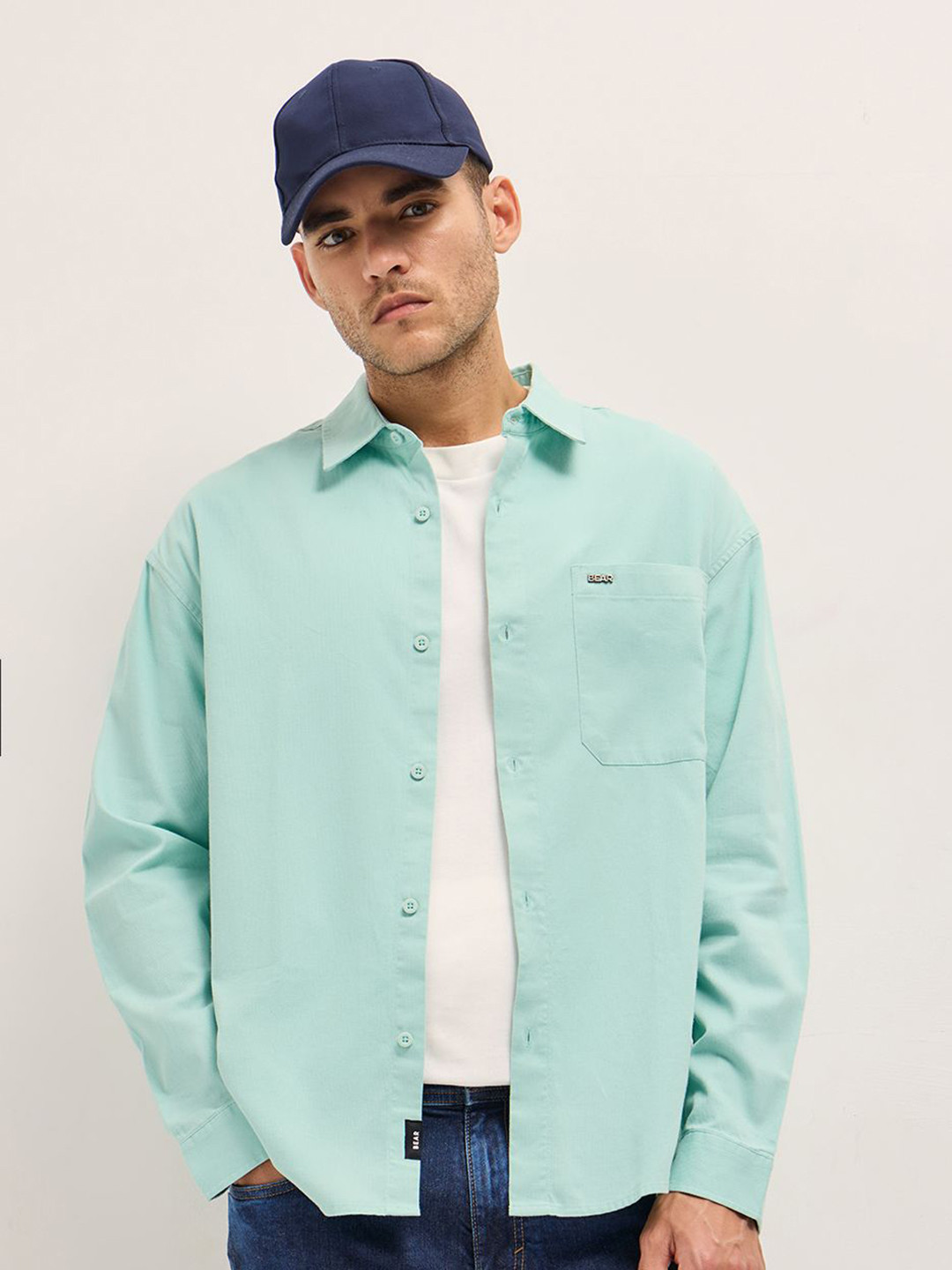 Buy THE BEAR HOUSE Men Solid Spread Collar Relaxed Fit Shackets ...