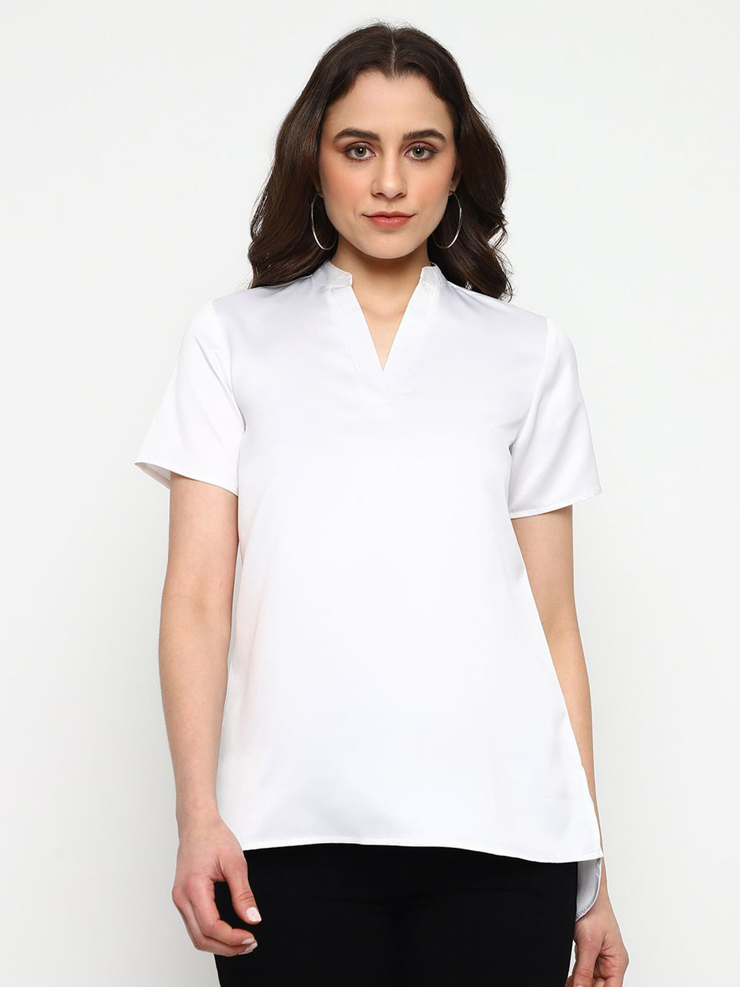 Buy Satrisha Women Mandarin Collar Side Slit Top - Tops for Women ...