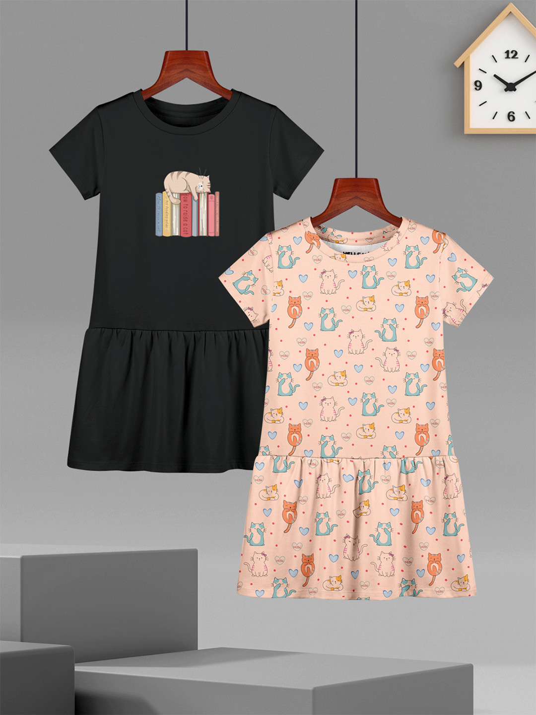 Buy HELLCAT Girls Pack Of 2 Printed A Line Dress - Dresses for Girls ...