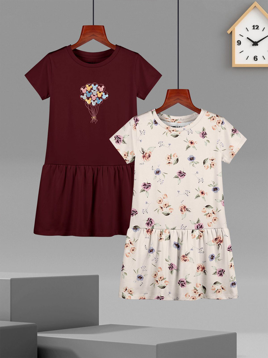 Buy HELLCAT Girls Pack Of 2 Printed A Line Dress - Dresses for Girls ...