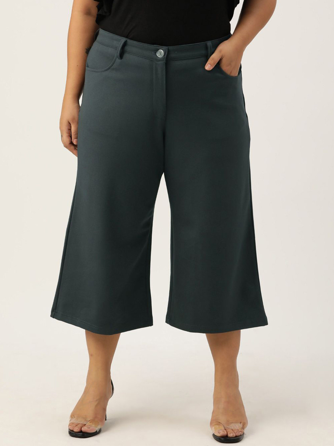 Buy TheRebelinme Plis Size Women High Rise Loose Fit Cotton Capris ...