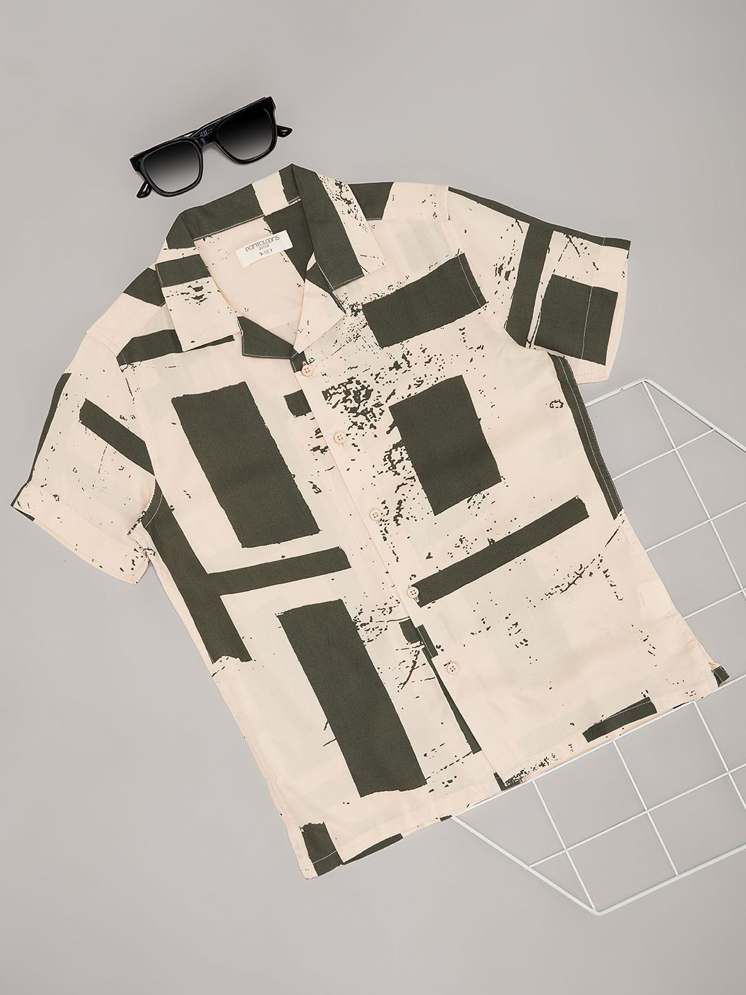 Buy Pantaloons Junior Boys Cuban Collar Geometric Printed Casual Shirt ...