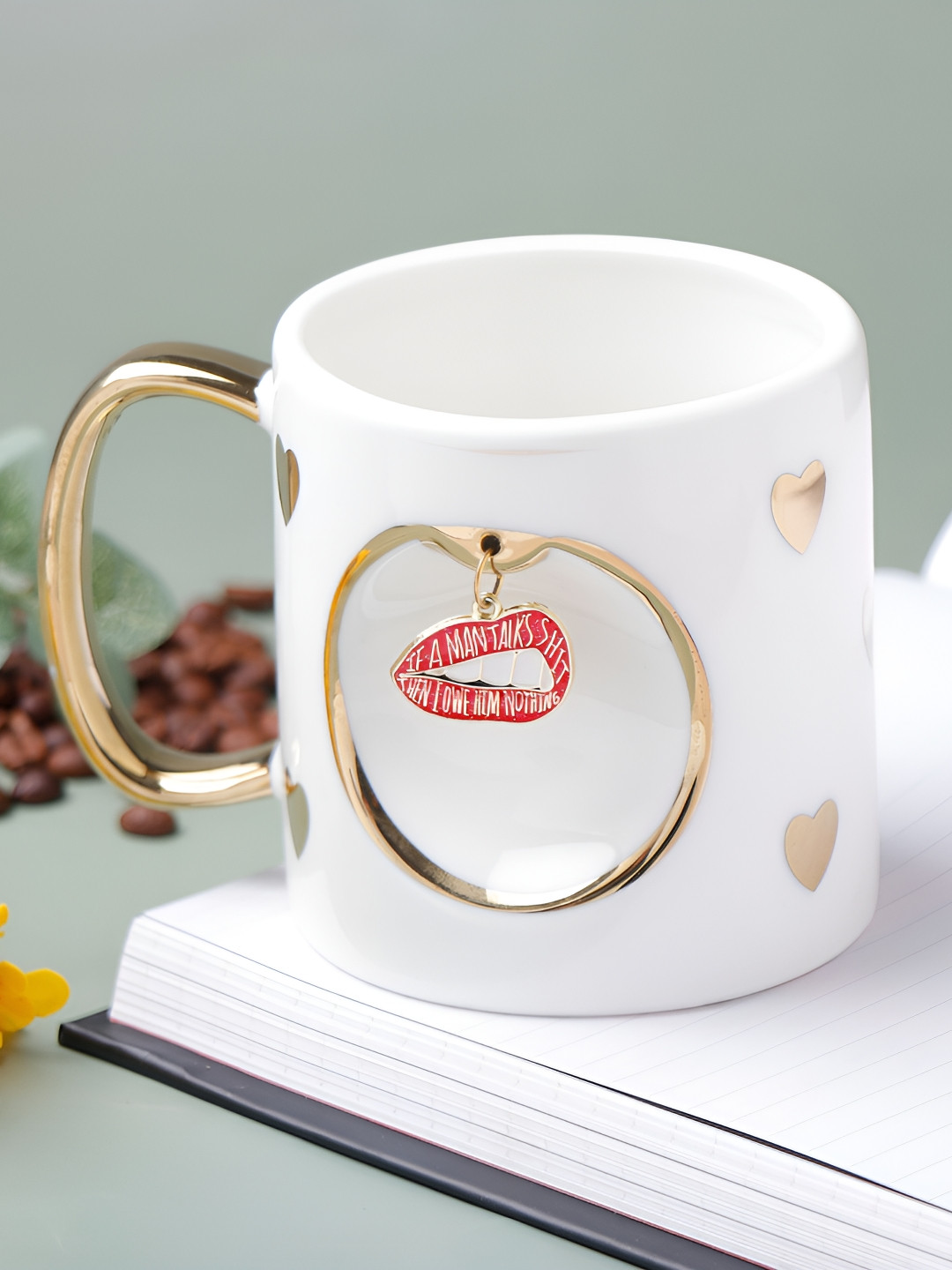 Buy Archies White & Red Printed Ceramic Glossy Red Lipstick Coffee Mug ...