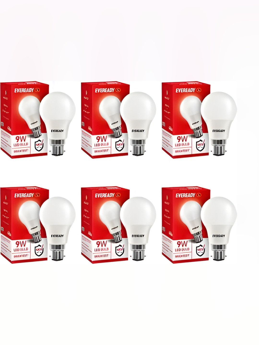 Buy EVEREADY White 6 Pieces LED 9W 6500k Light Bulbs - Light Bulb for ...