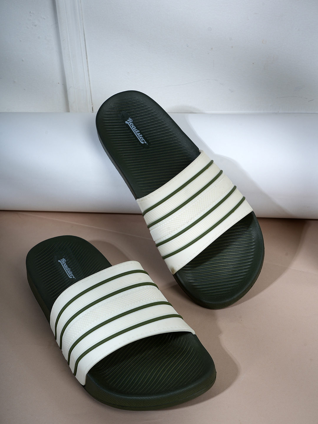 Buy The Roadster Lifestyle Co Men Striped Sliders - Flip Flops for Men ...