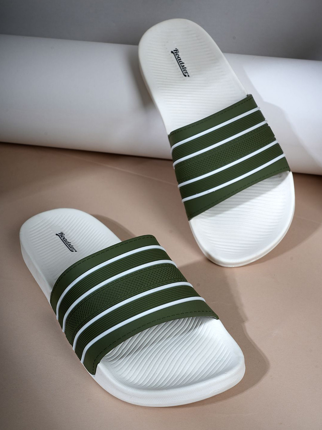 Buy The Roadster Lifestyle Co Men Striped Sliders - Flip Flops for Men ...