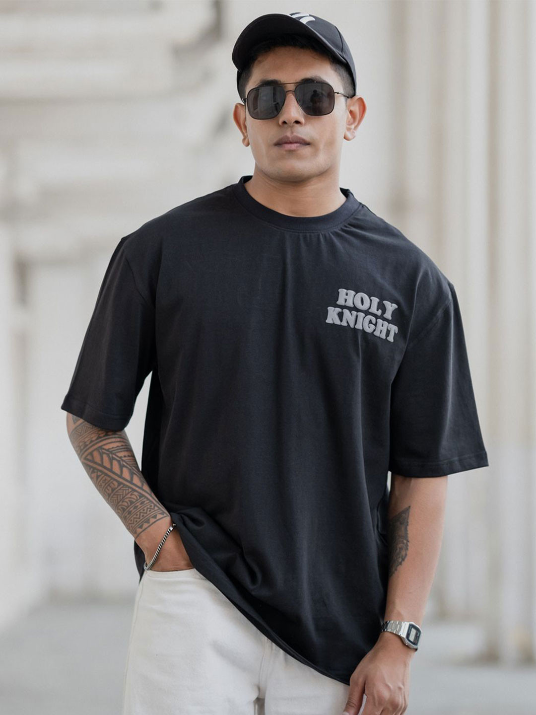 Buy Powerlook Men Typography Printed Round Neck Cotton Oversized T ...