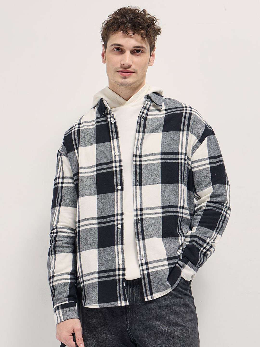 Buy THE BEAR HOUSE Men Checked Cotton Relaxed Fit Casual Shacket ...